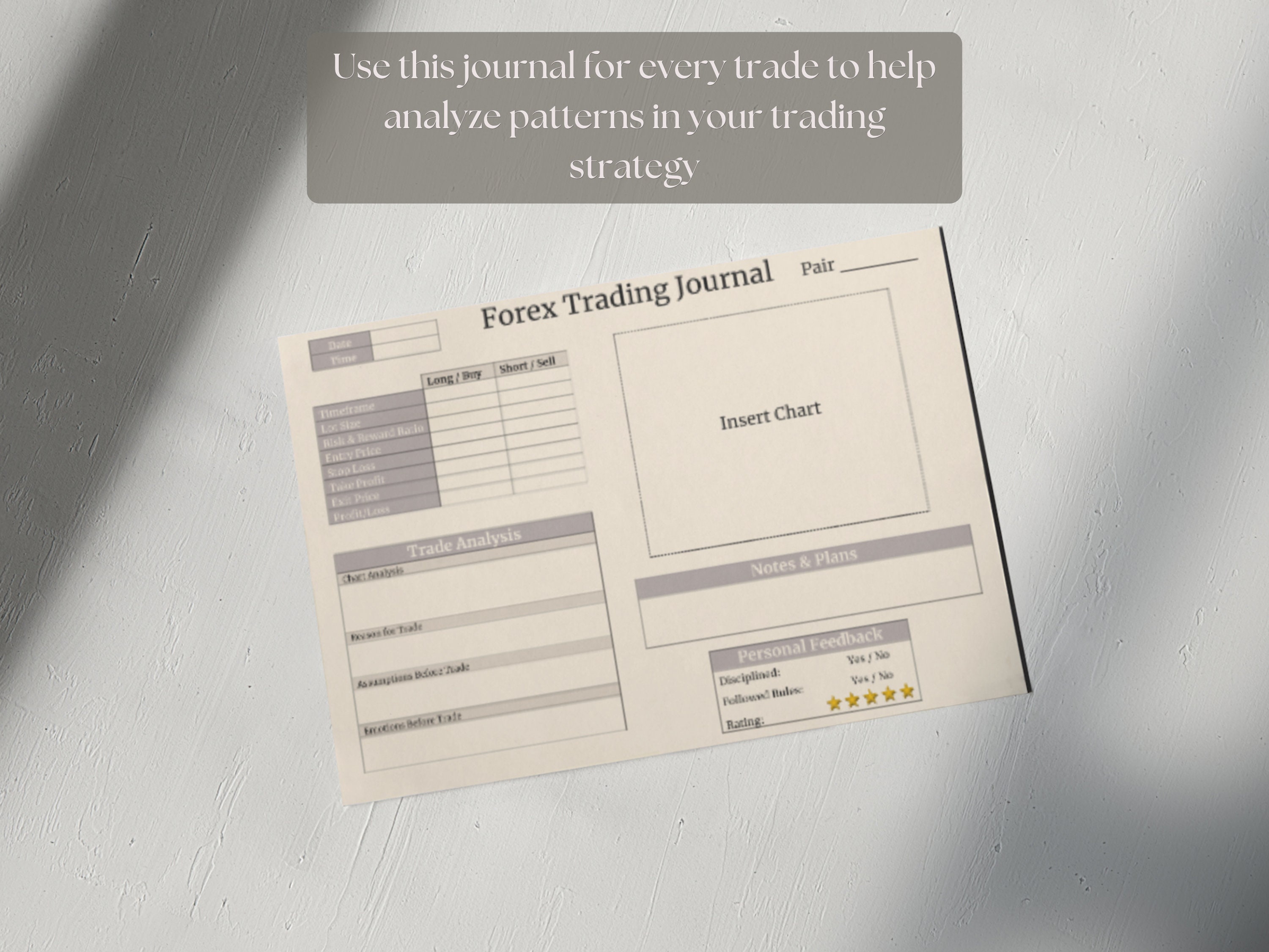 Forex Trading Journal Digital Printable Template Instant Download PDF ...