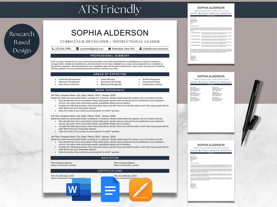 Resume & Cover Letter Bundle Template for Microsoft Word Google Docs ...
