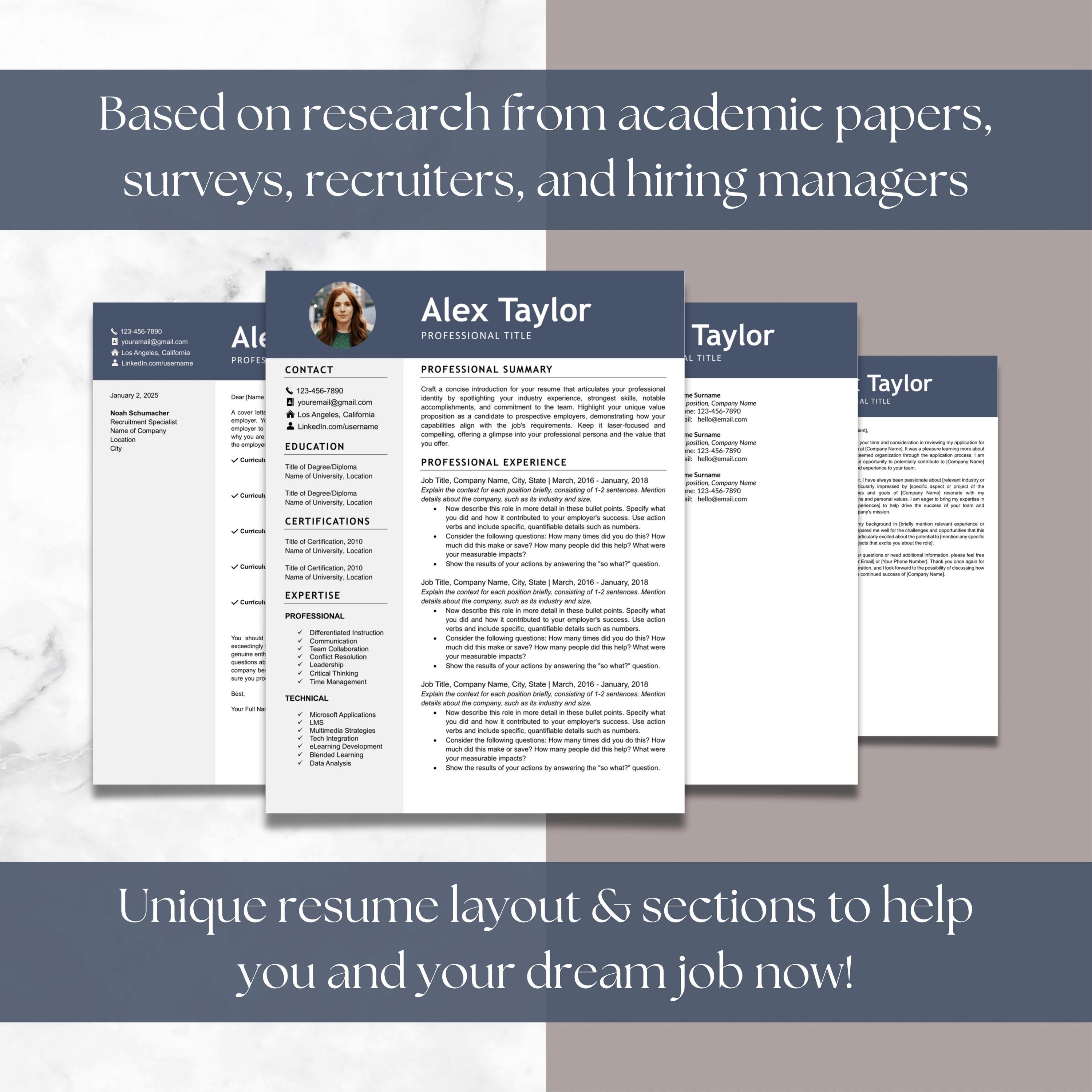 Resume & Cover Letter Bundle Template for Microsoft Word Google Docs ...