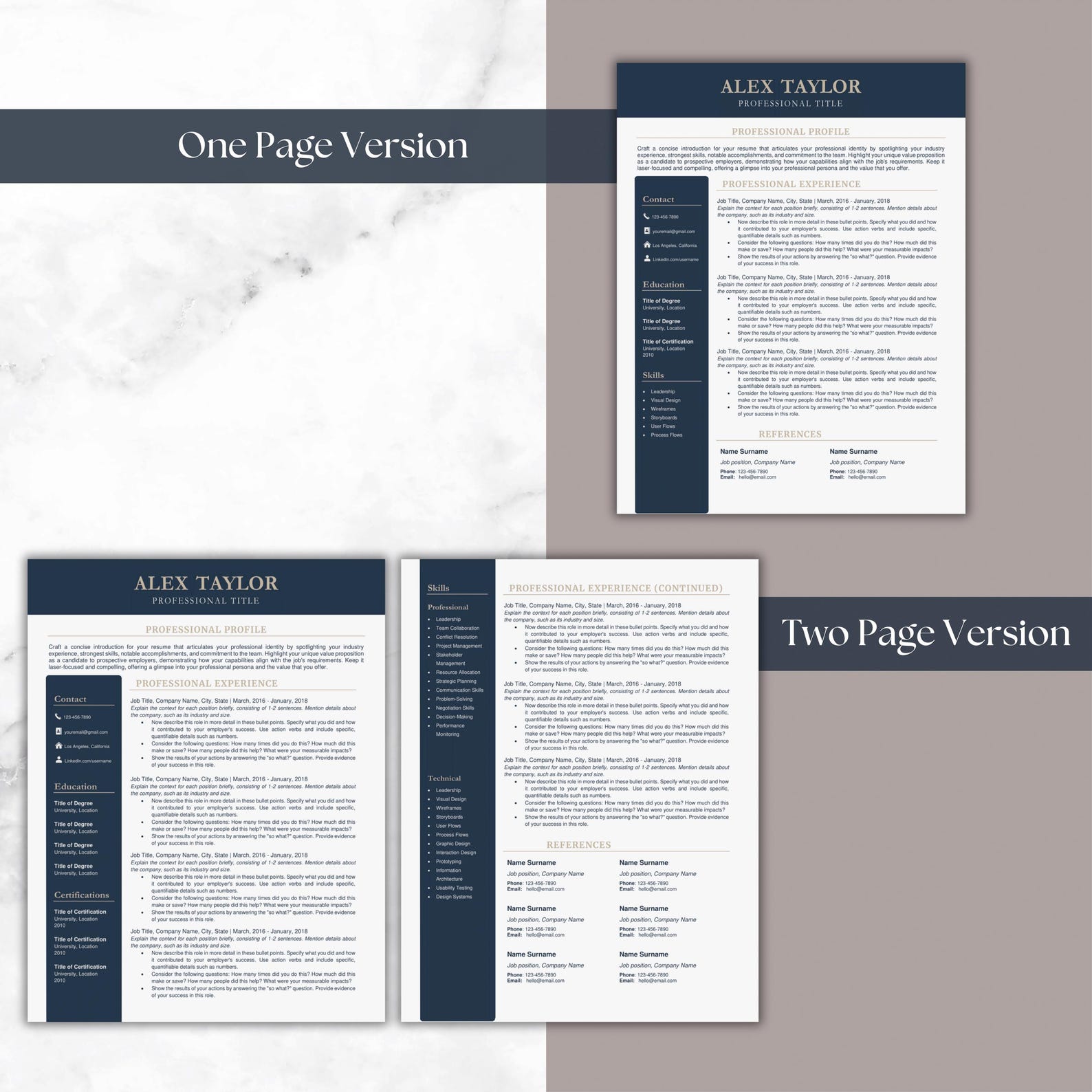 Resume & Cover Letter Bundle Template One and Two Page for Microsoft ...