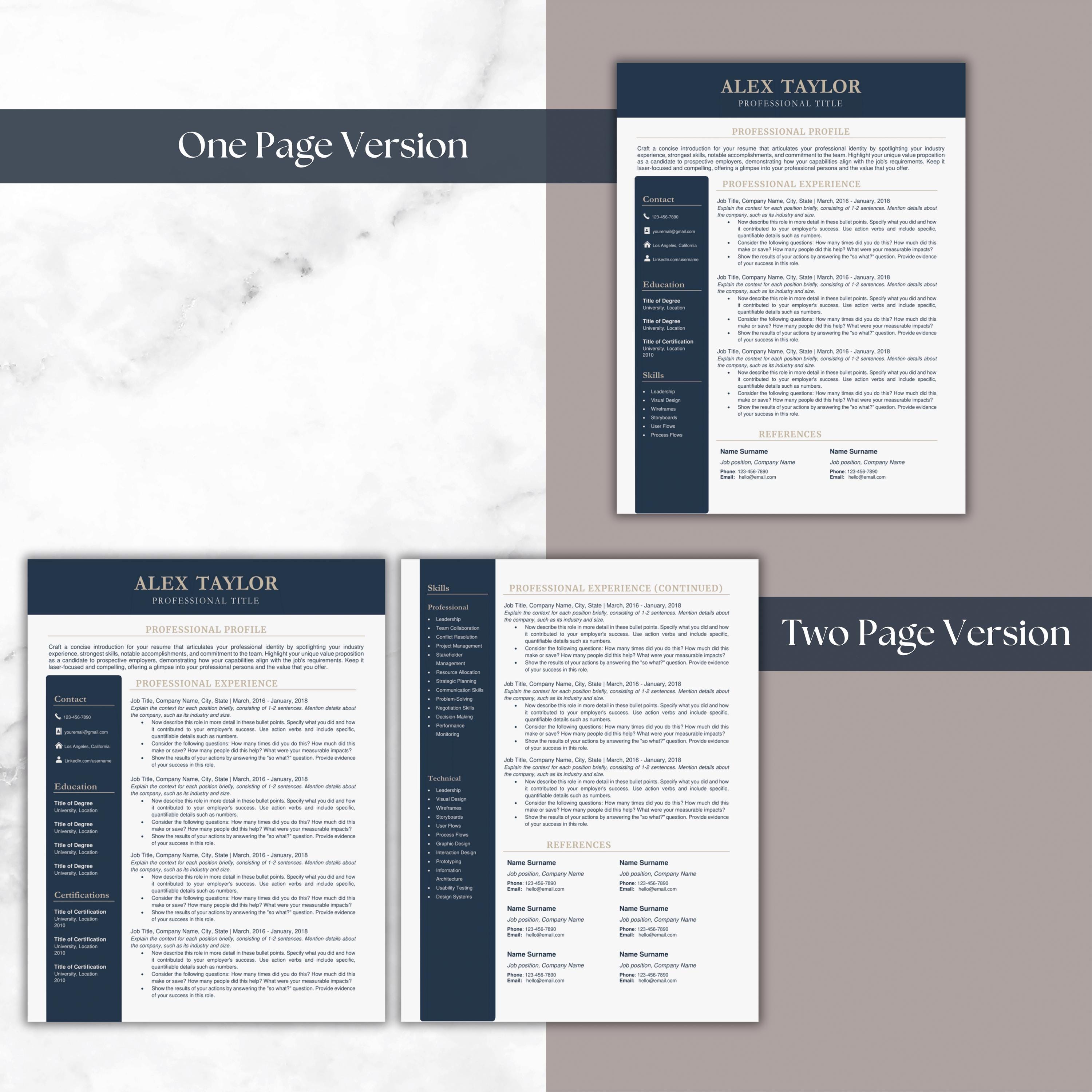 Resume & Cover Letter Bundle Template One and Two Page for Microsoft ...