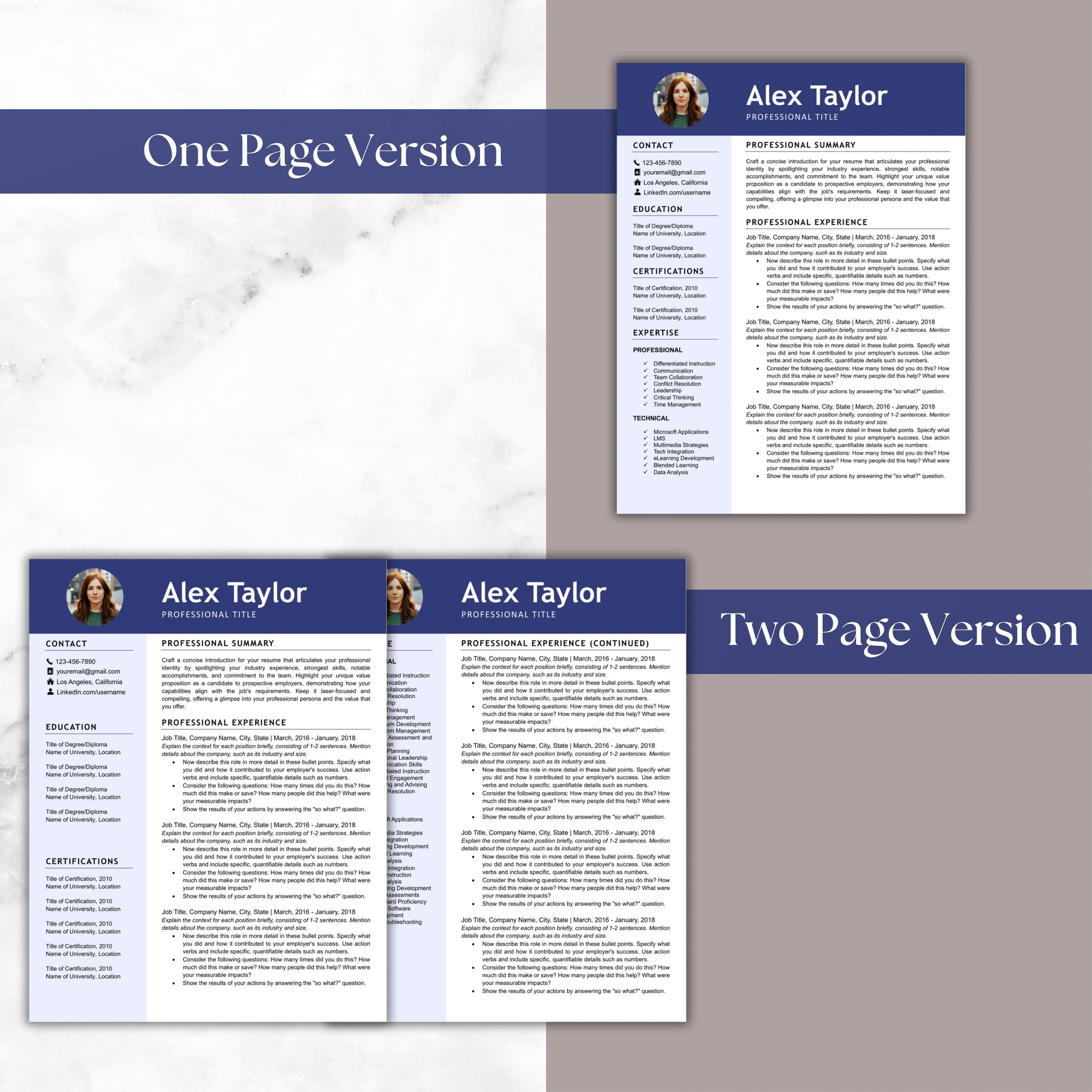 Resume & Cover Letter Bundle Template for Microsoft Word Google Docs ...