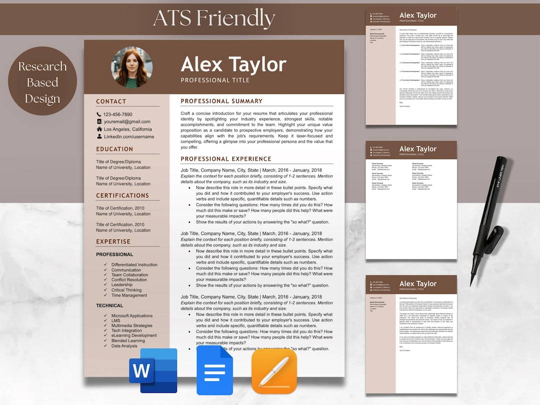 Resume & Cover Letter Bundle Template for Microsoft Word Google Docs ...