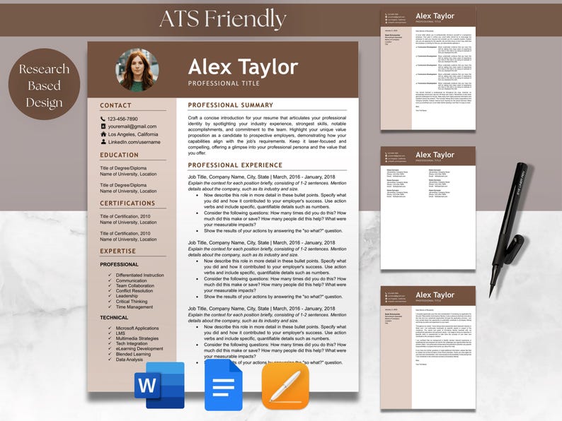 Resume & Cover Letter Bundle Template for Microsoft Word Google Docs ...
