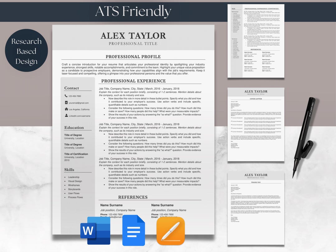 Resume & Cover Letter Bundle Template Microsoft Word Google Docs Apple ...