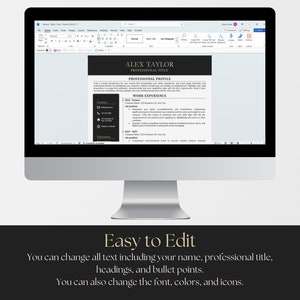 Resume Template Word & Pages ATS Friendly CV Digital Editable Black ...