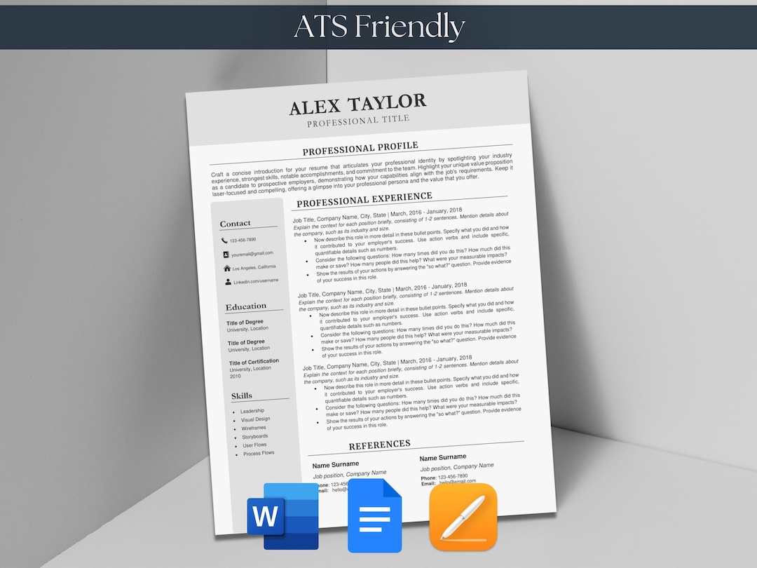 Resume & Cover Letter Bundle Template Microsoft Word Google Docs Apple ...