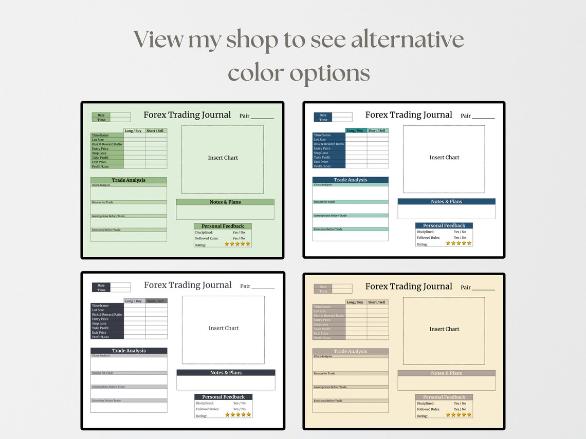 Forex Trading Journal Digital Printable Template Instant Download PDF ...