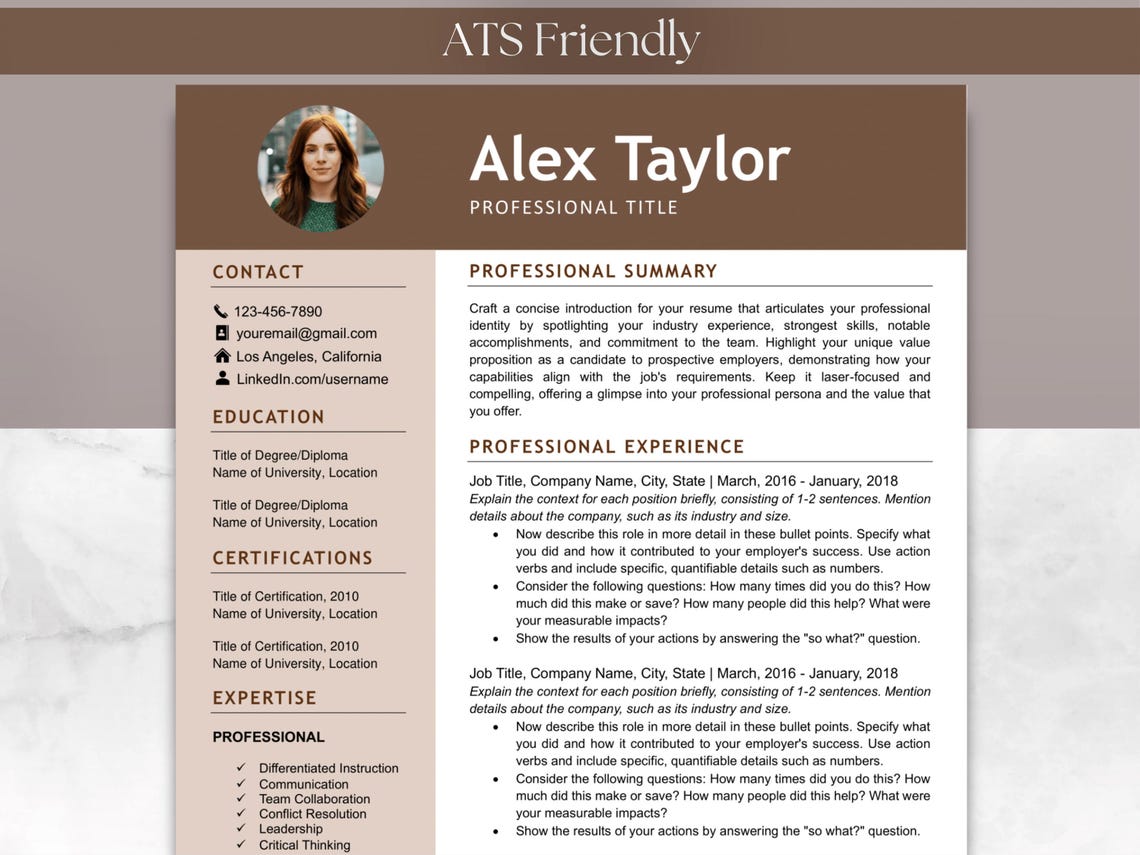 Resume & Cover Letter Bundle Template for Microsoft Word Google Docs ...