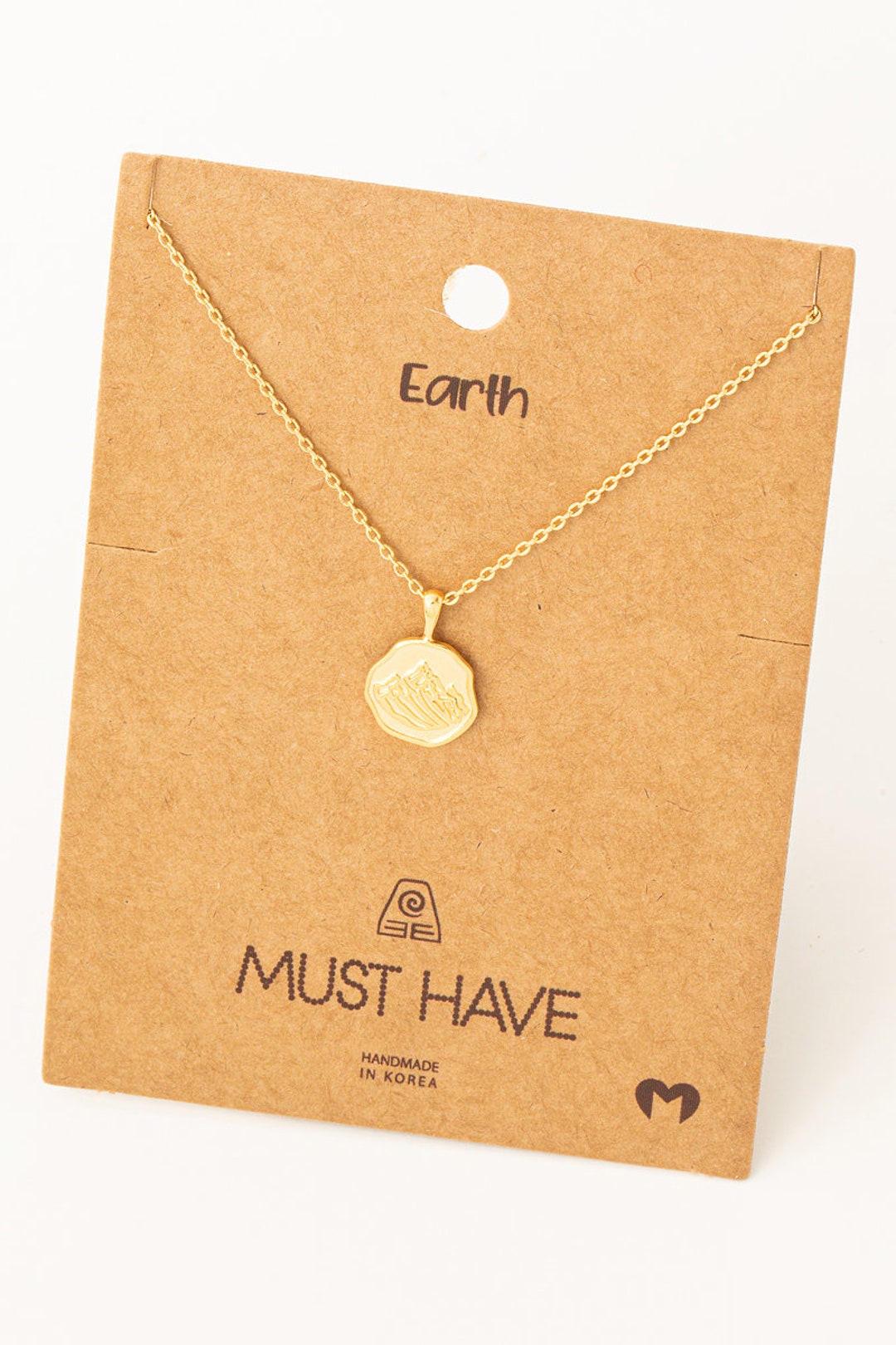 18K Gold-dipped Earth Element Coin Necklace Minimalist Necklace Charm ...