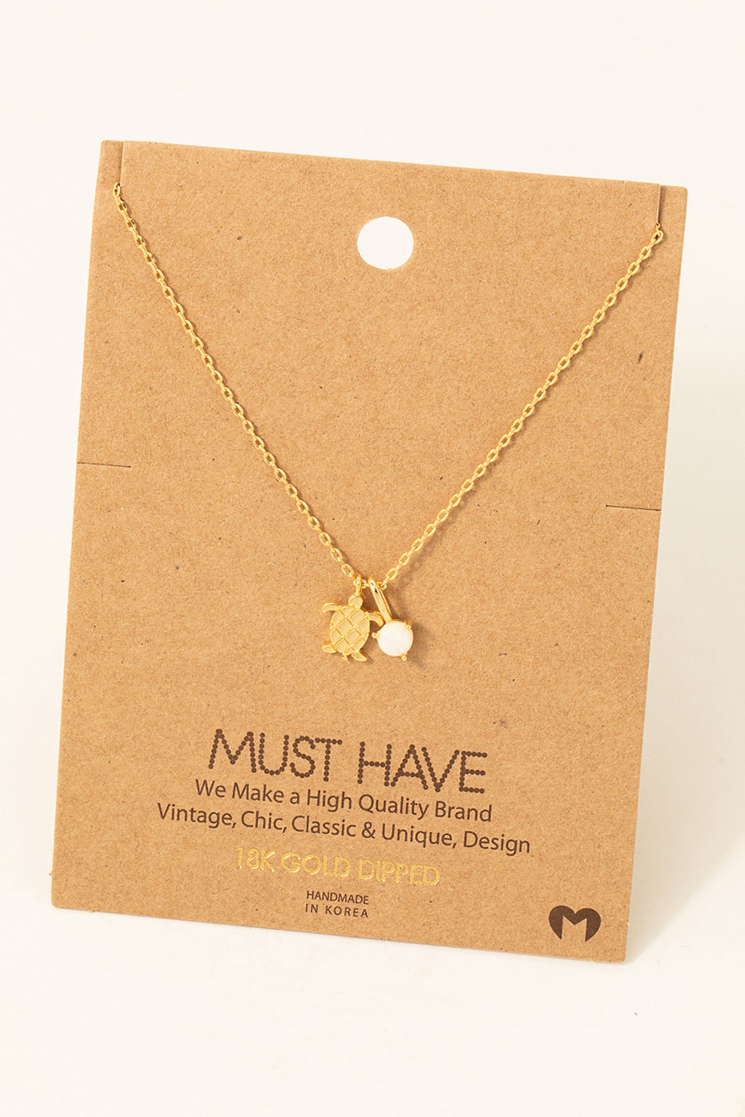 Gilded Tides: 18K Gold-plated Turtle and Opal Pendant Necklace Symbol ...