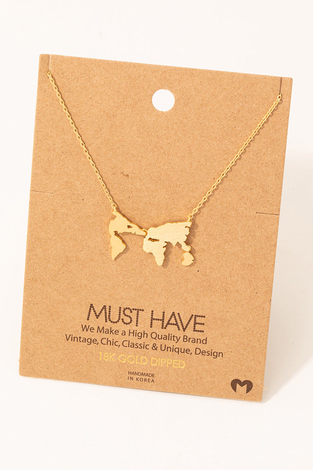 18K Gold-dipped World Map Pendant Necklace Minimalist - Etsy