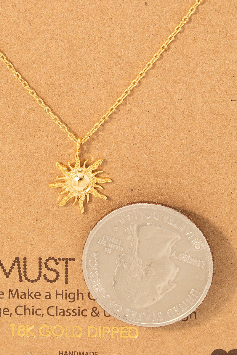 18K Gold-dipped Mini Sun Pendant Necklace Minimalist Necklace Charm ...