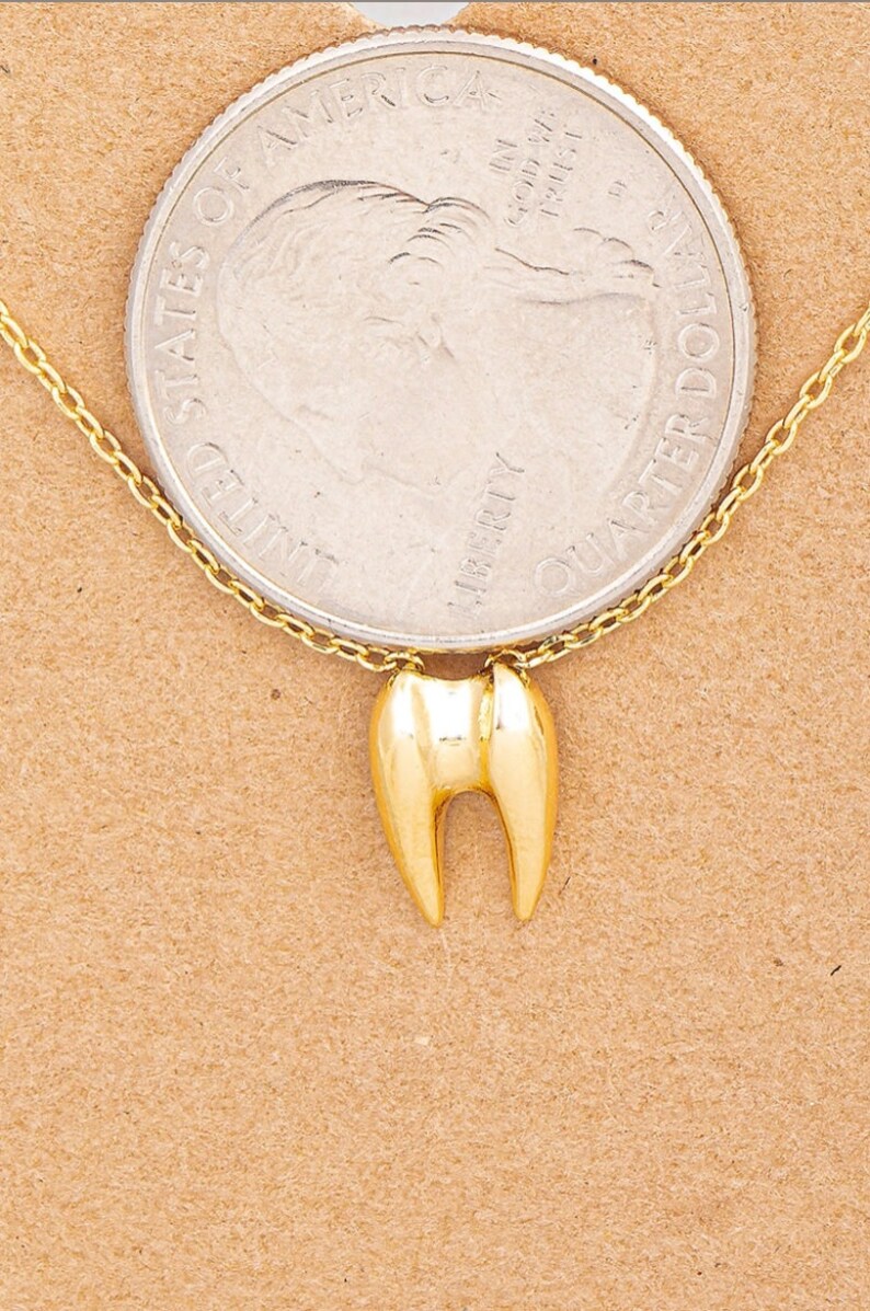 18K Gold Dipped Mini Tooth Pendant Necklace Minimalist Necklace Charm ...