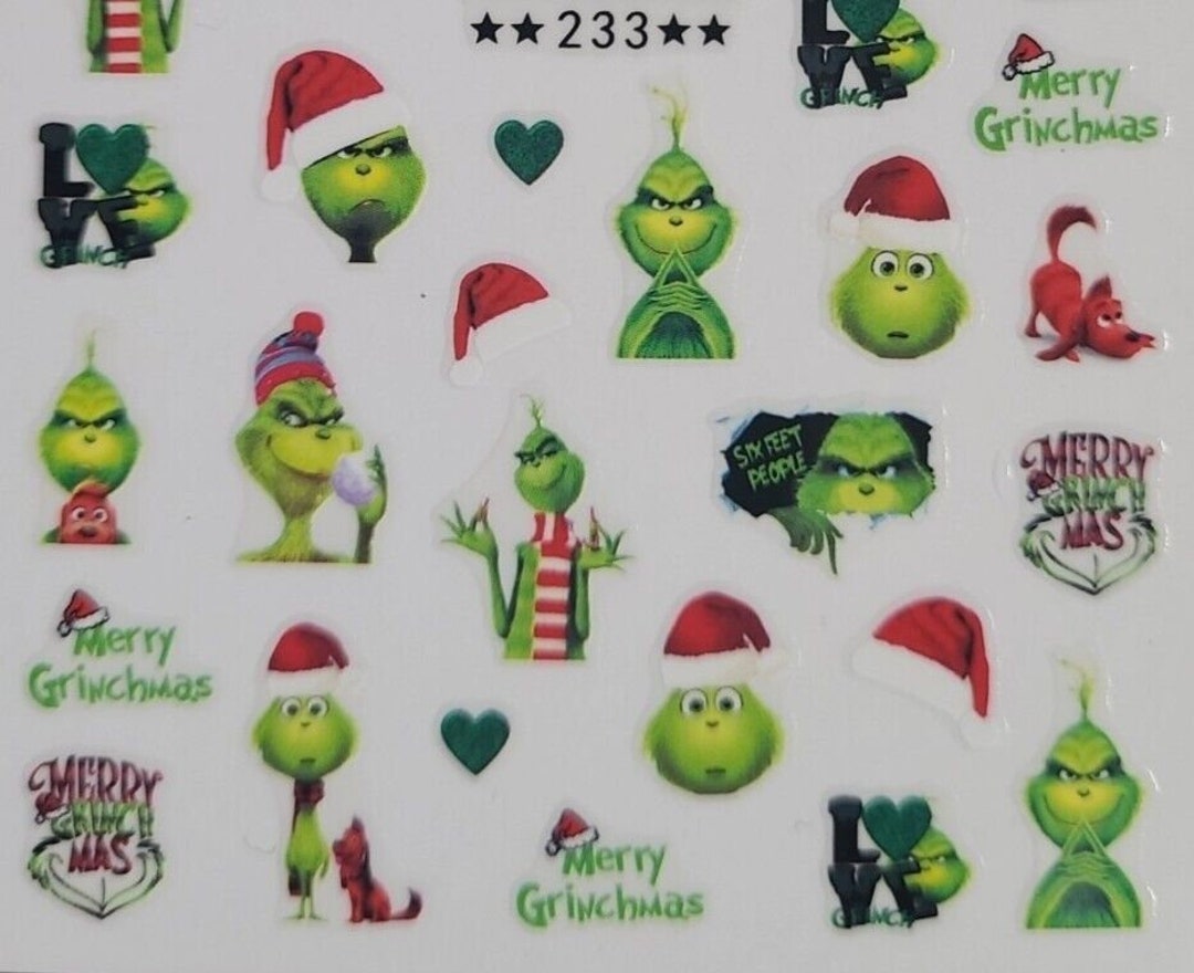 Grinch Merry Grinchmas Christmas Nail Art Stickers Grinch - Etsy