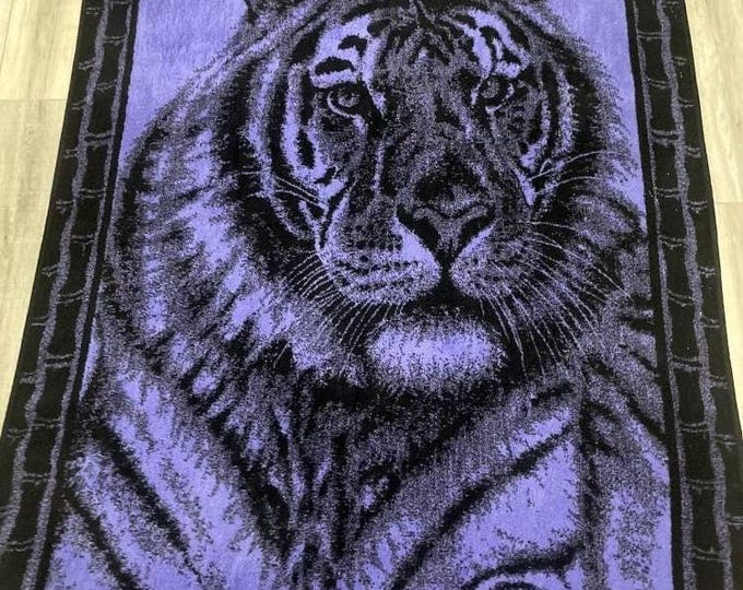 SAN MARCOS Blanket Tiger Graphic Purple/black Full Size 86x58 Pre-owned ...