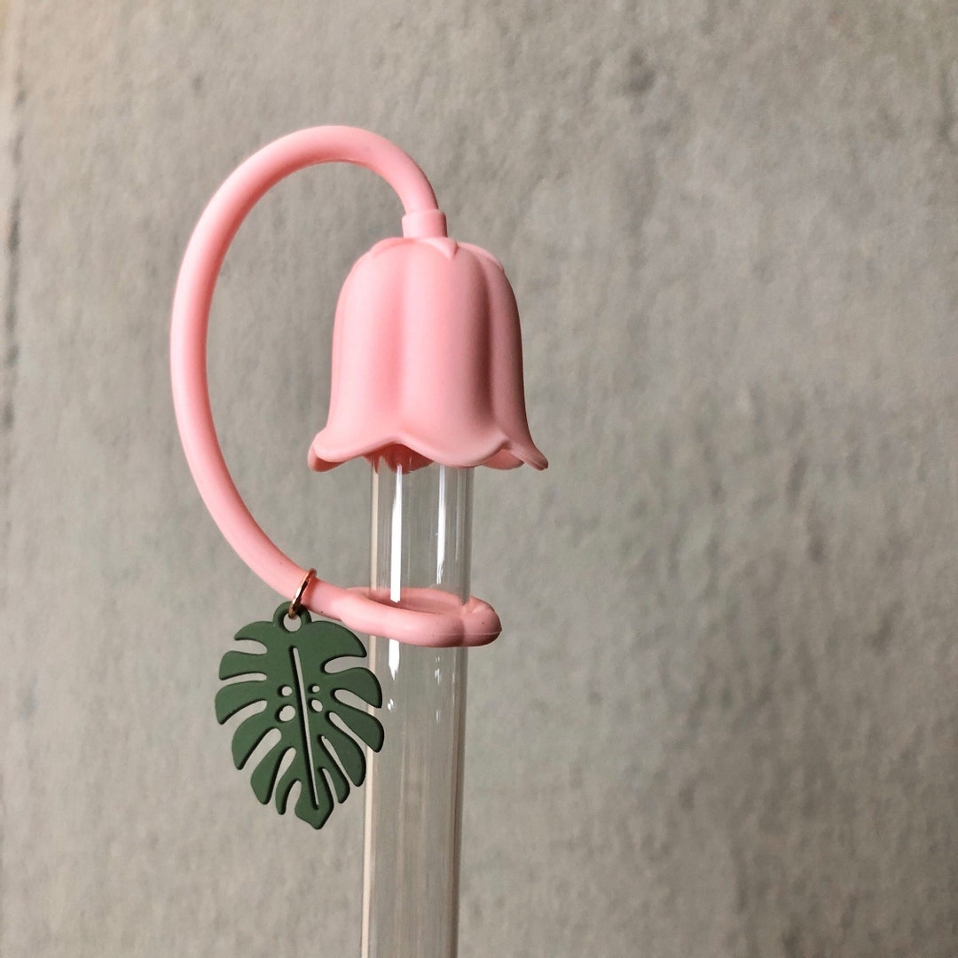 Tulip Straw Topper With Monstera Leaf Charm Customizable 40 Oz Tumbler ...