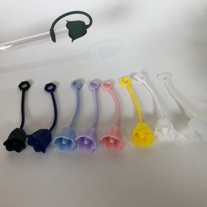 Navy Blue Straw Cap Travel Cup Accessories Straw Topper Blue Flower ...