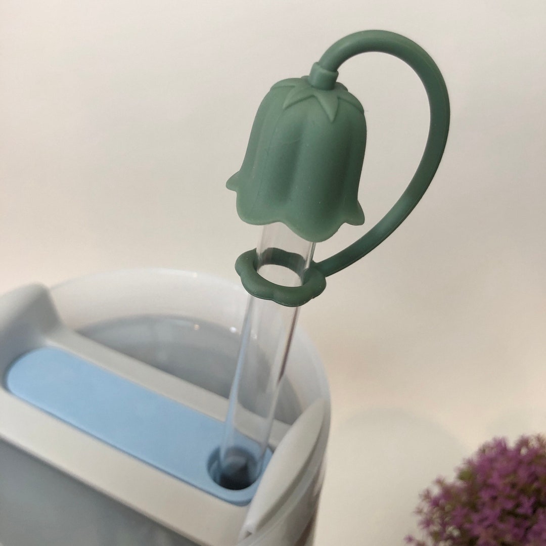 Green Tulip Straw Topper Flower for Thin Straw Cover Black Flower Straw ...