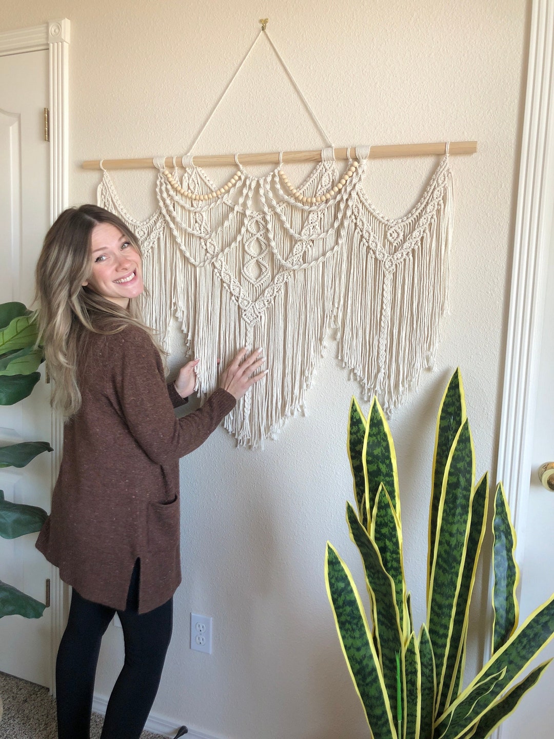 Wedding Backdrop for Photoshoot Boho Hanging Wooden Bead Decor off ...