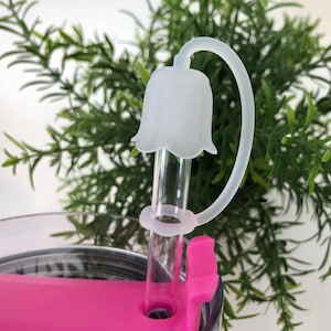 Blue Flower Straw Topper Pink Tulip Straw Cover Flower Pink Reusable ...