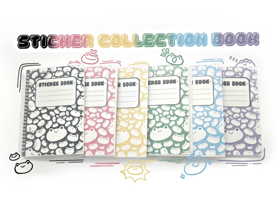 A5 50 Page Sticker Collection Book With Frog Composition Book Cover - Etsy