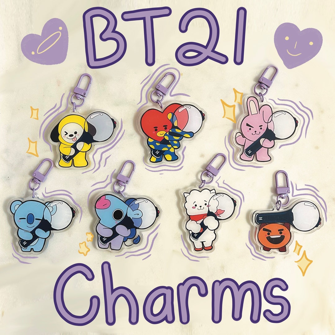 Cute BTS BT21 KPOP ARMY Acrylic Keychain Charms 2.5" - Etsy