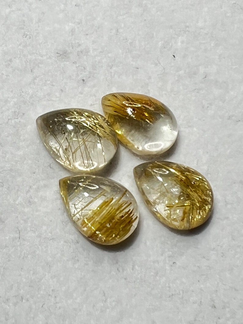 22-cts Natural Rutile Quartz Plane Pear Loose Gemstone Rutile Golden ...