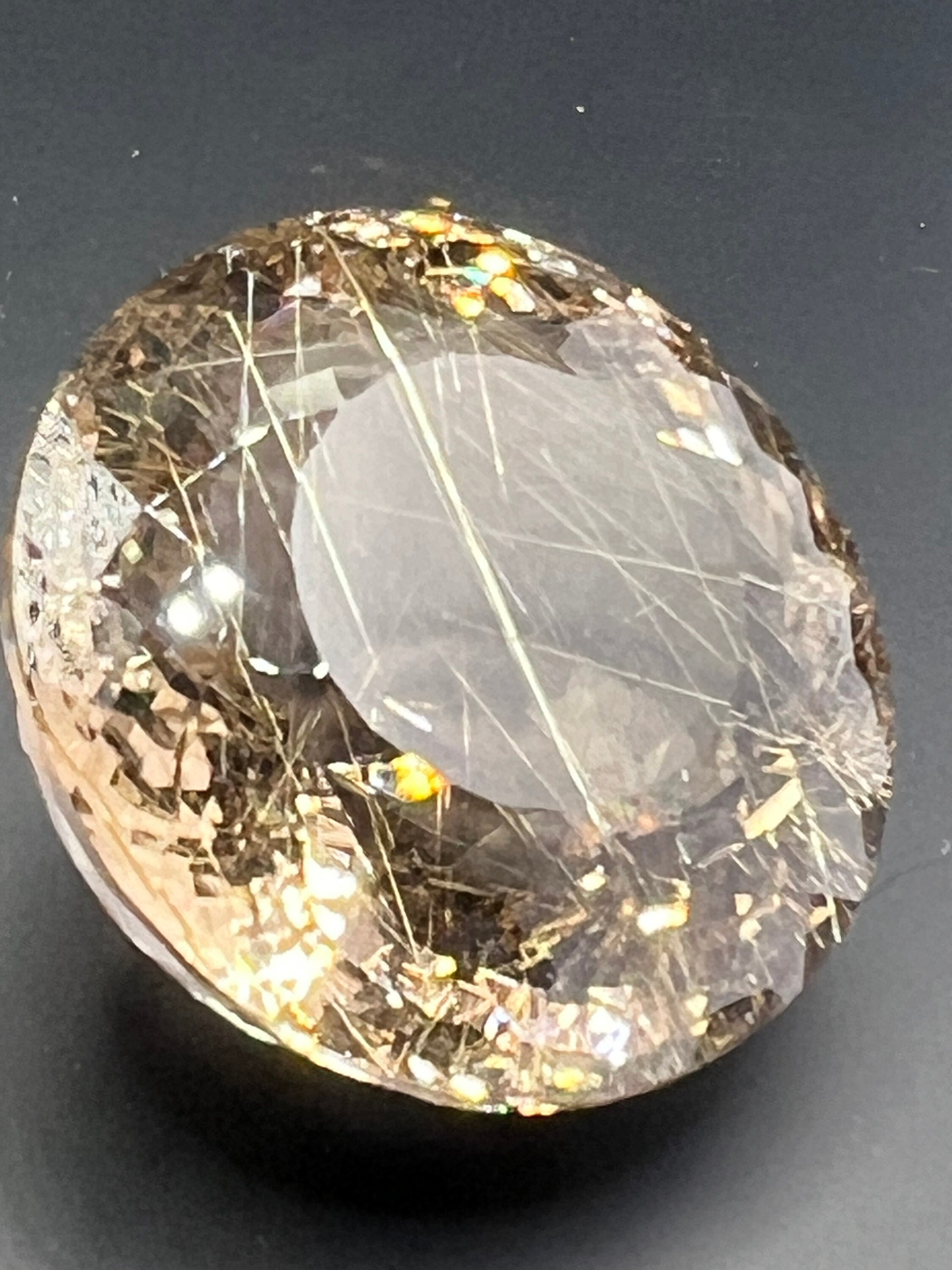 187.9-cts Natural Rutile Quartz Faceted Round Loose Gemstone Rutile ...