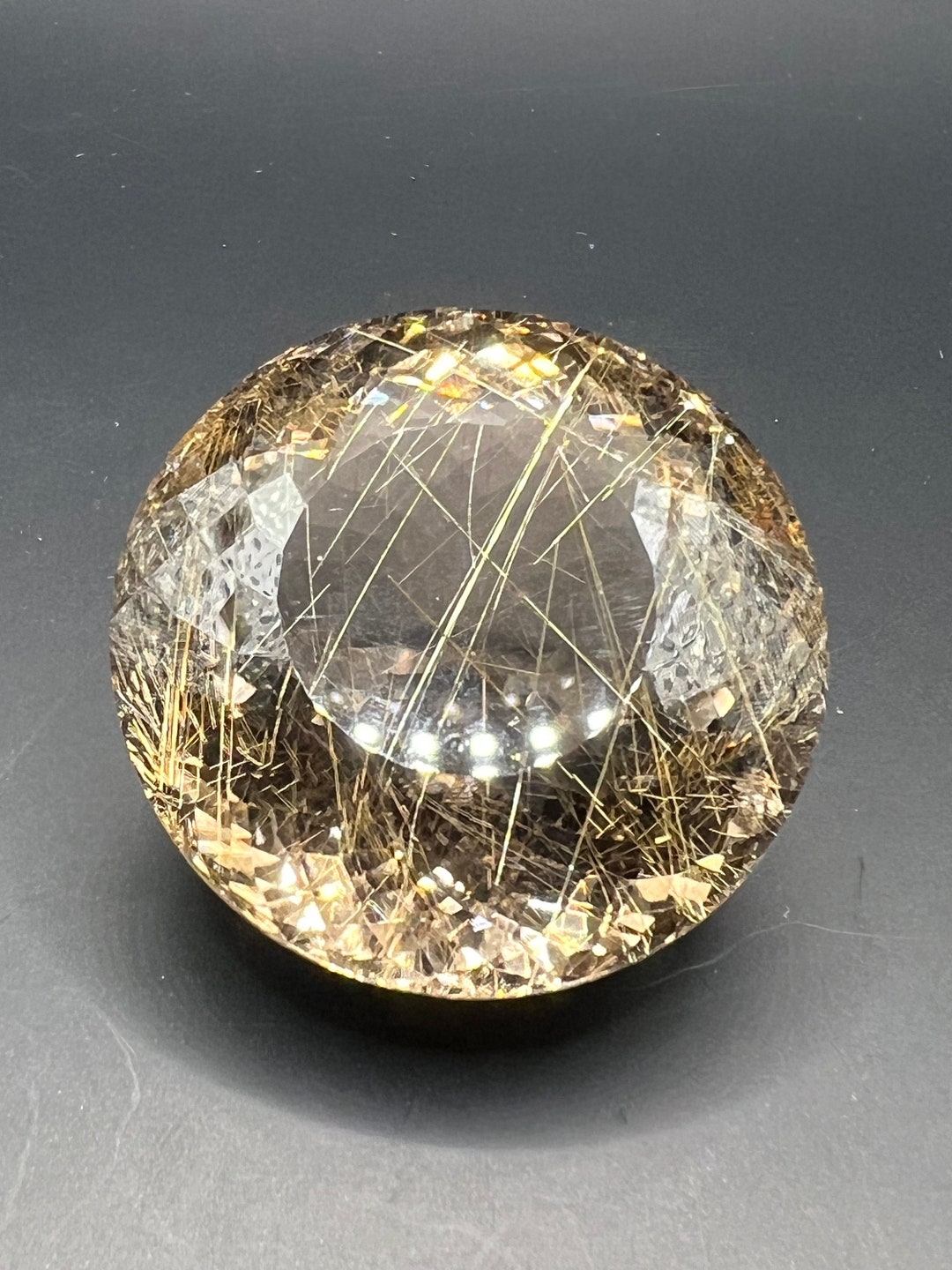 187.9-cts Natural Rutile Quartz Faceted Round Loose Gemstone Rutile ...