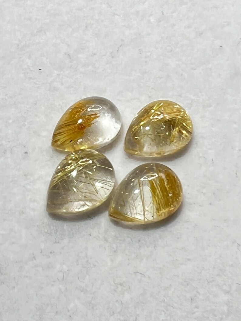22-cts Natural Rutile Quartz Plane Pear Loose Gemstone Rutile Golden ...