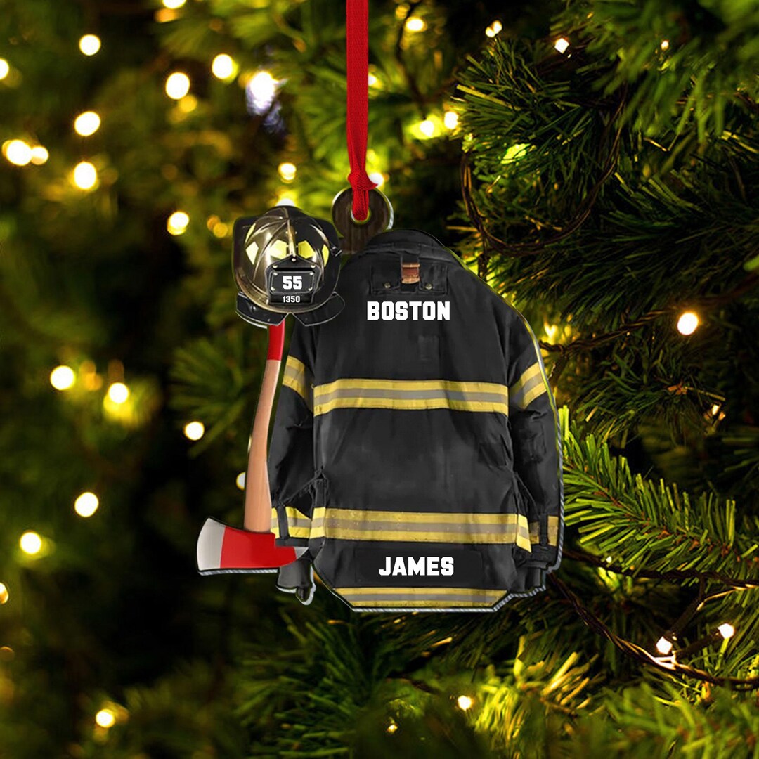 Personalized Firefighter Ornament, Custom Acrylic Flat Firefighter ...