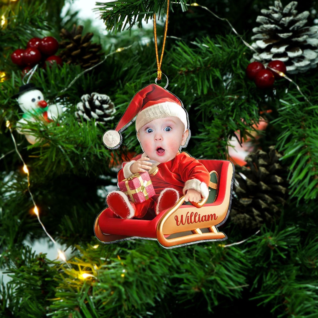 Personalized Kids Photo First Christmas Ornament, Baby Face Christmas ...