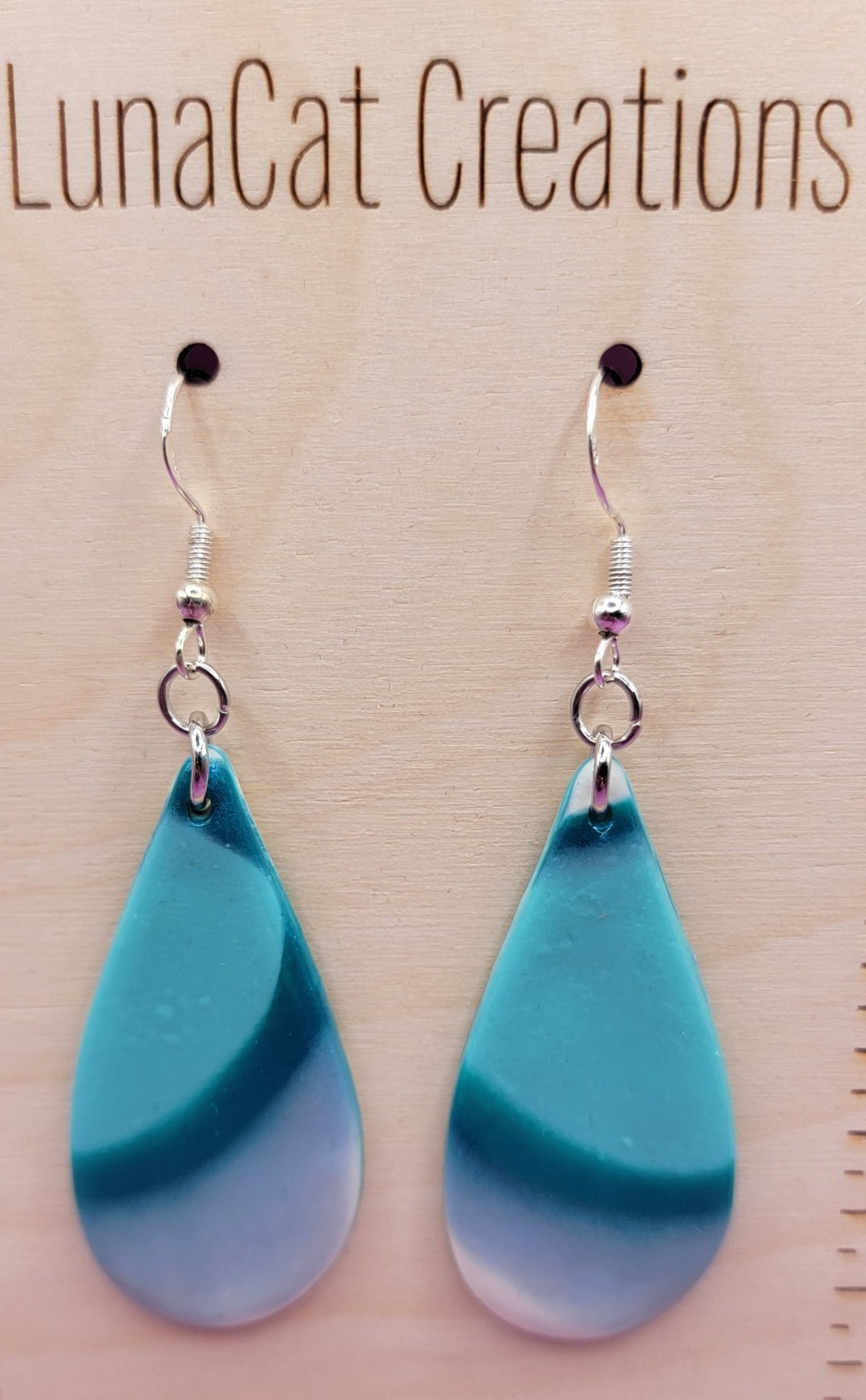 Shimmery Ocean Theme Teardrop Earrings - Etsy
