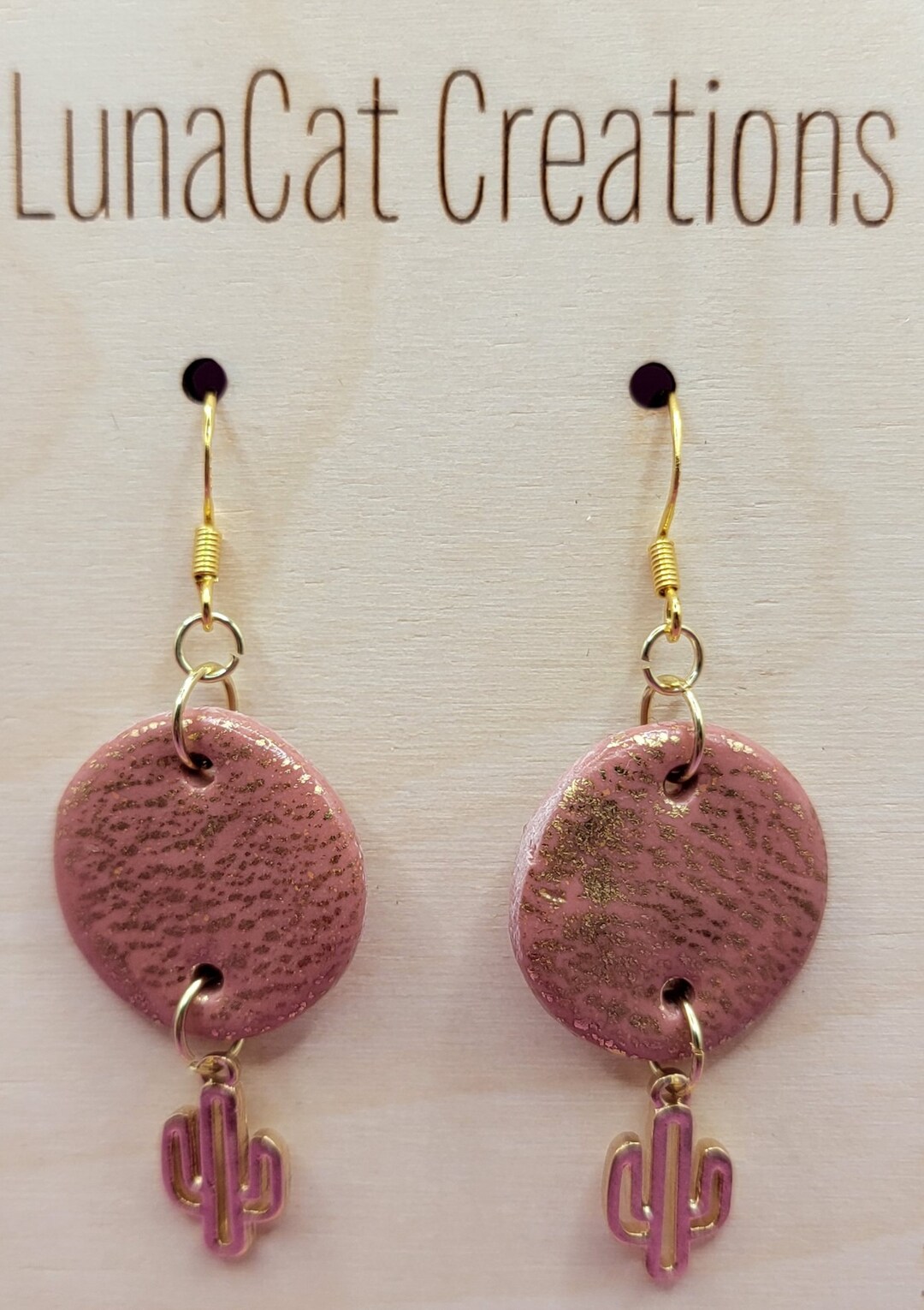Pink Desert Theme Cactus Polymer Clay Earrings - Etsy