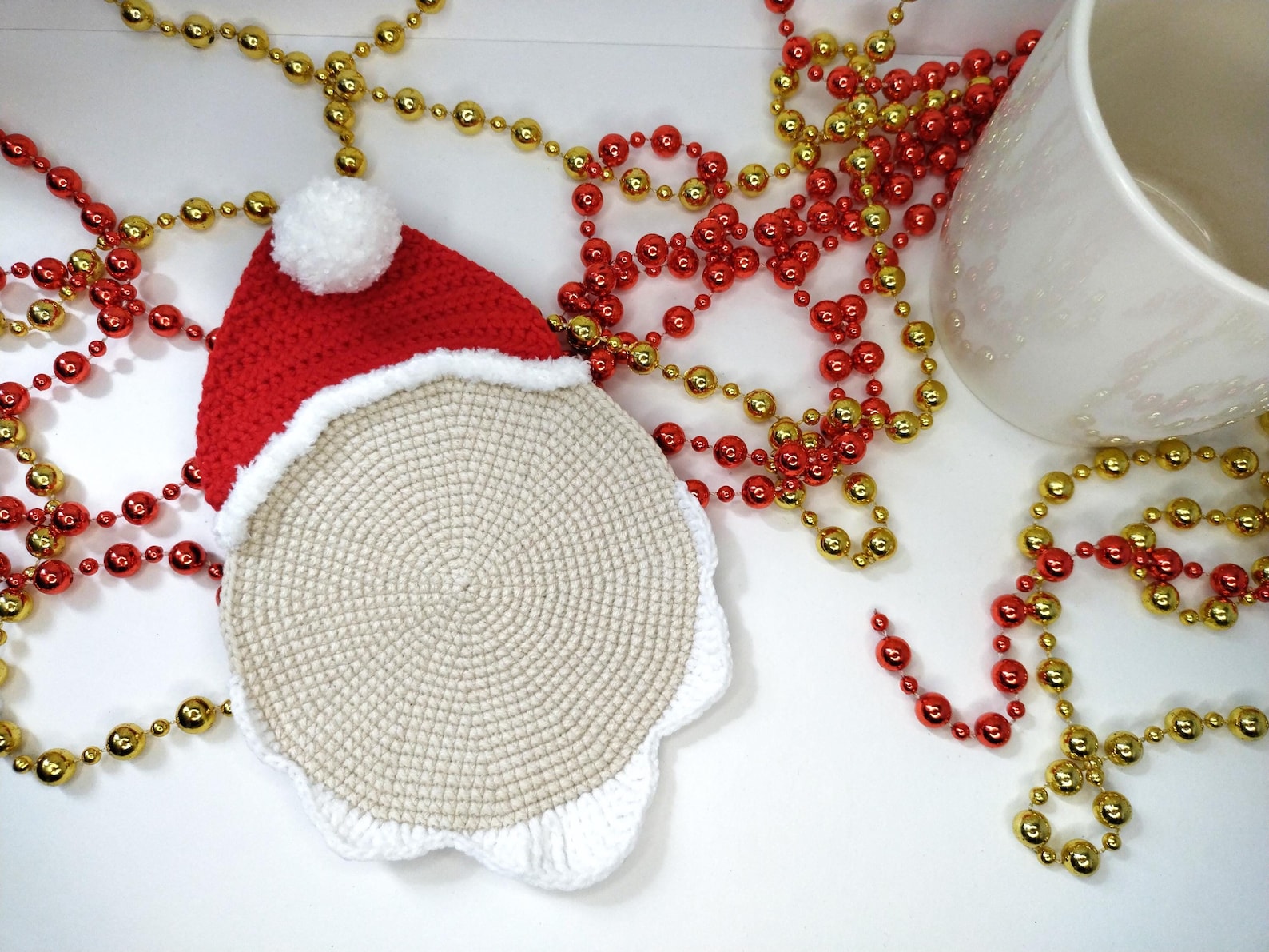 Crochet Pattern Santa Coaster Pdf, Santa Christmas Coaster Crochet ...
