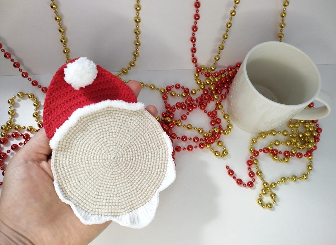 Crochet Pattern Santa Coaster Pdf, Santa Christmas Coaster Crochet ...