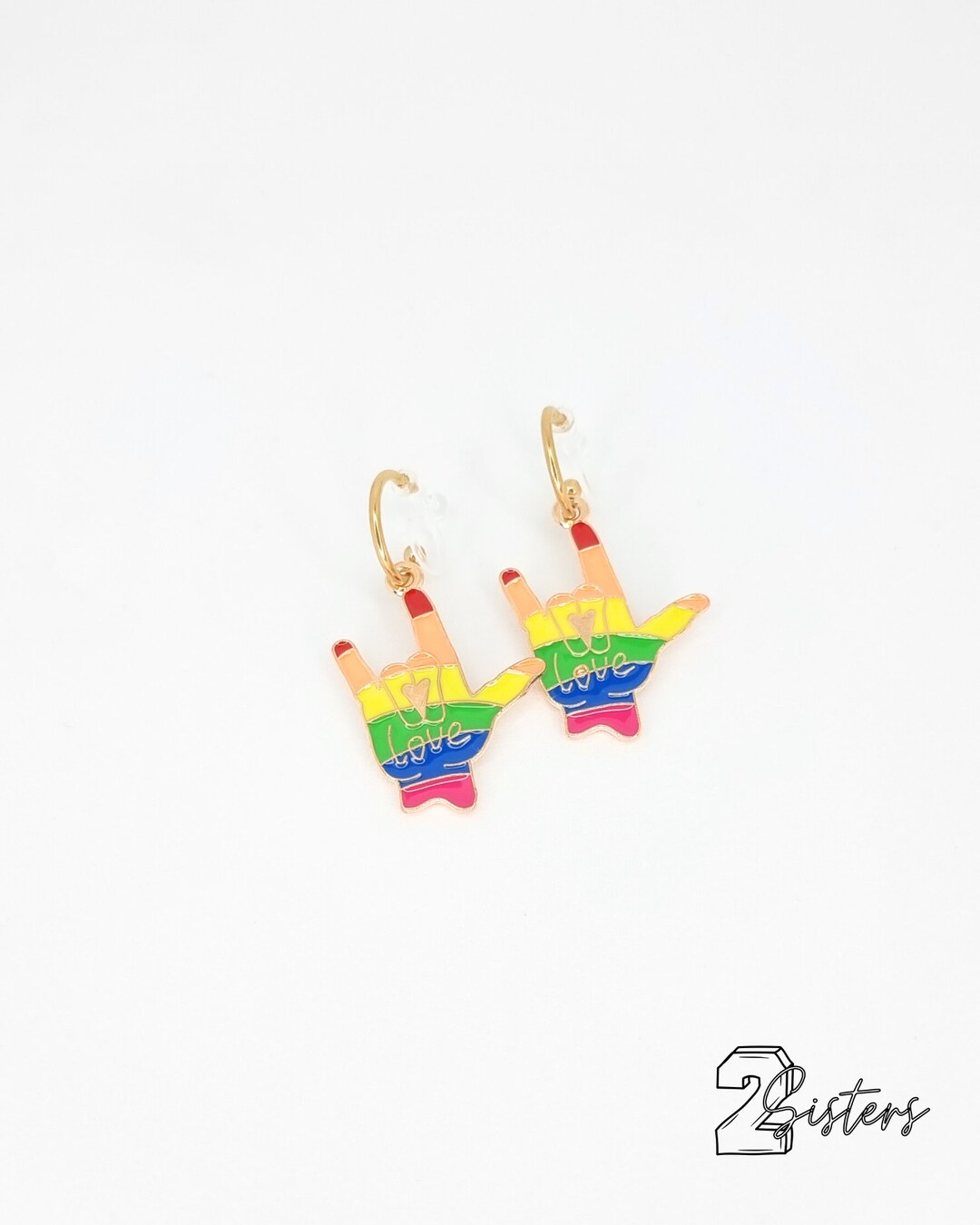 Pride Color Flag Peace No Piercing Painless Invisible Clip on Earrings ...