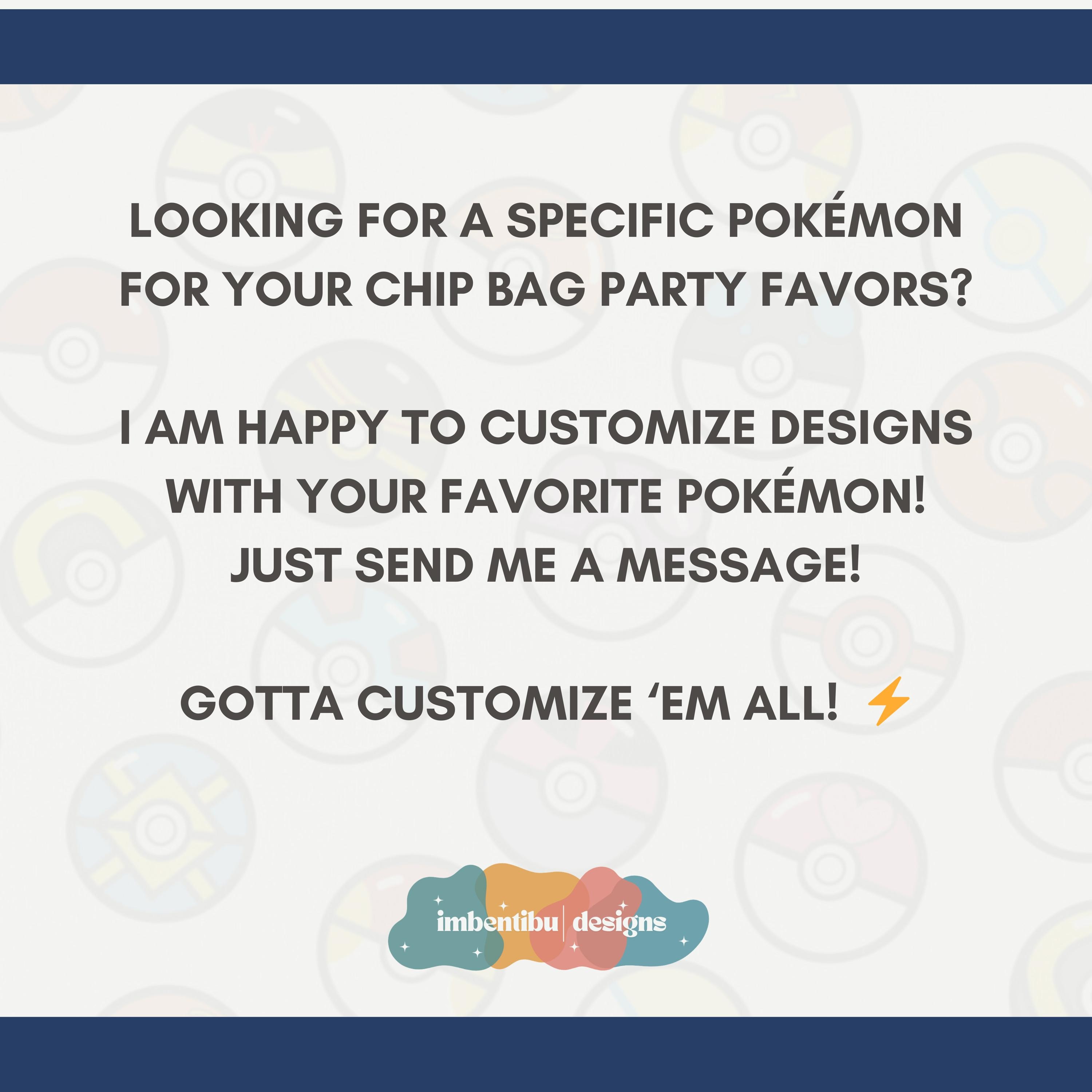 Pokémon Chip Bag Template | (4) Designs | Birthday Party Favor | Custom ...