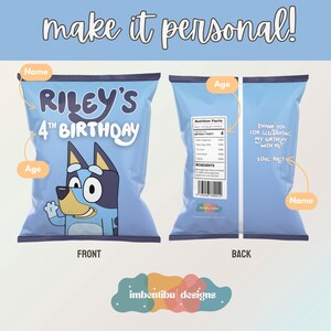 Bluey Chip Bag Label Template | (12) Designs | (3) Style Options ...