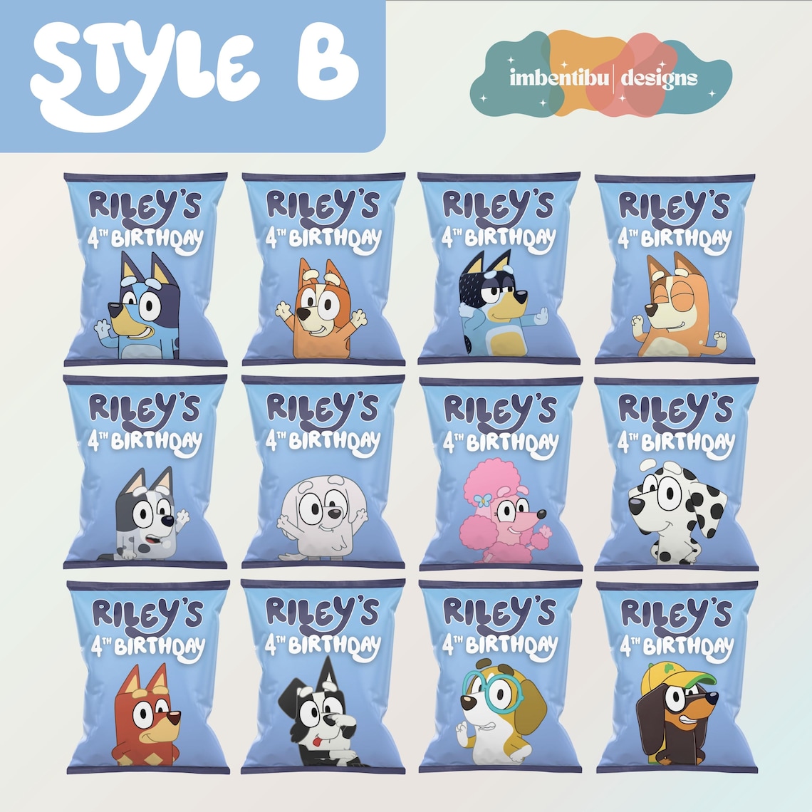 Bluey Chip Bag Label Template | (12) Designs | (3) Style Options ...