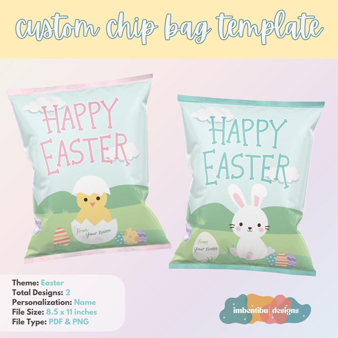 Easter Chip Bag Template | Printable Easter Party Favor | Custom ...