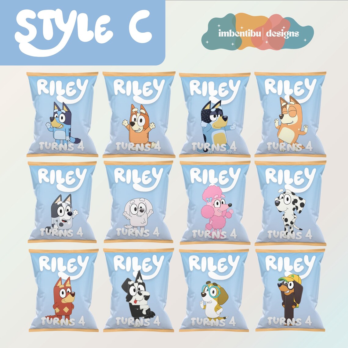 Bluey Chip Bag Label Template | (12) Designs | (3) Style Options ...