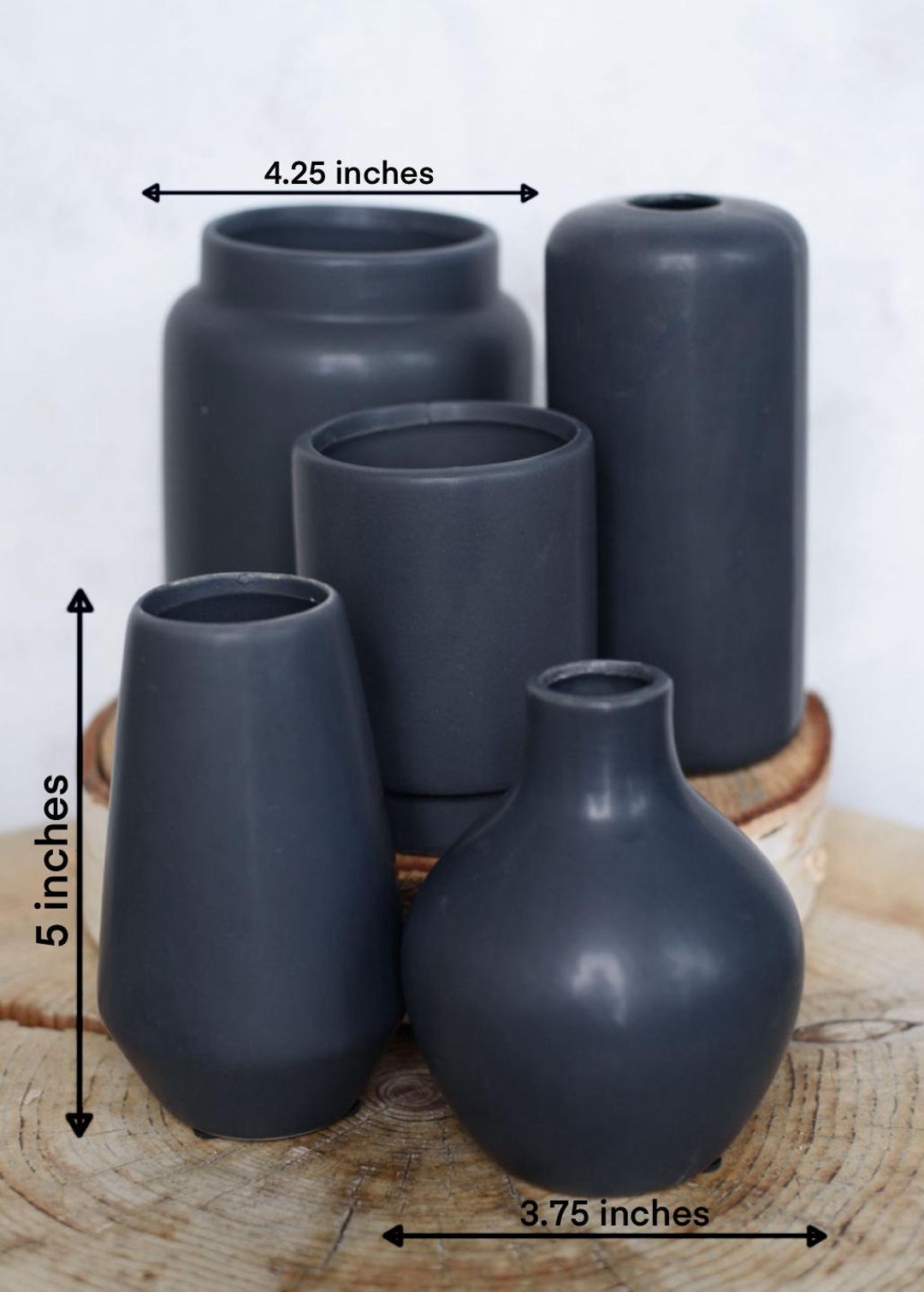 Black Wedding Bud CLAY FLOWER VASE Perfect for Home Decoration Mini ...