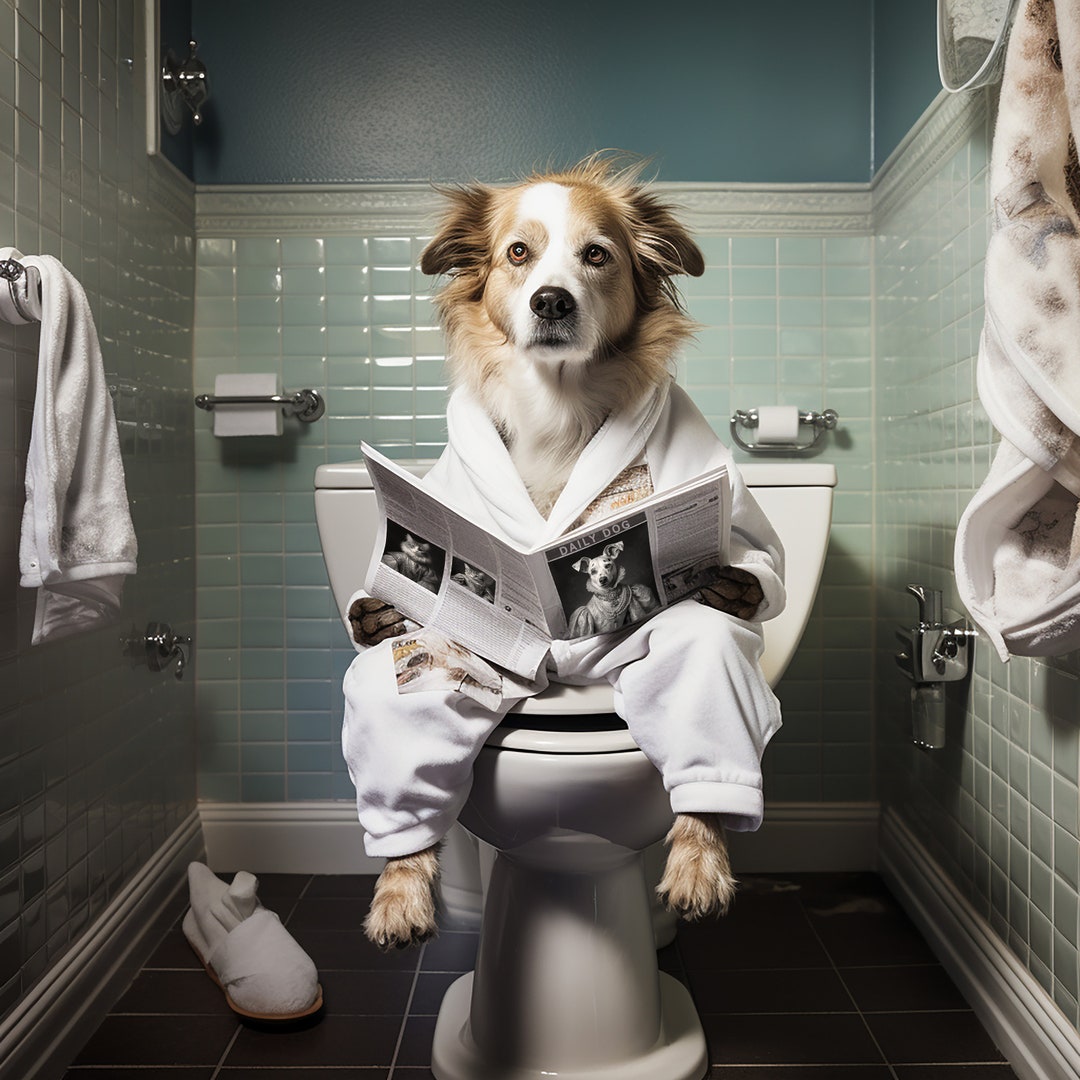 Custom Dog Portrait, Pet Bathroom Portrait, Funny Pet Portrait, Pet ...