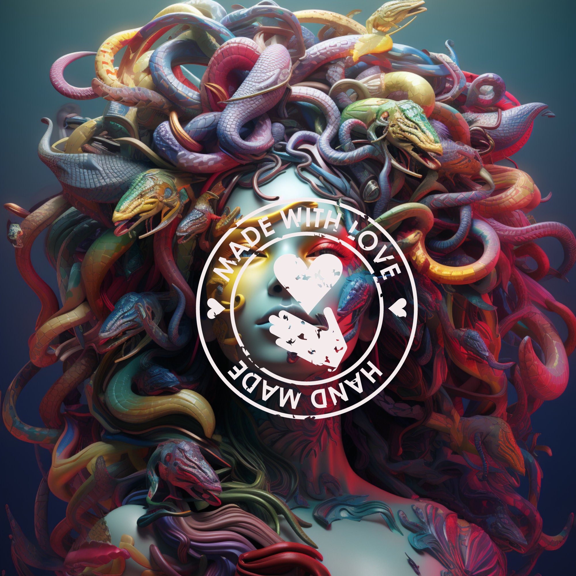 Medusa Mitología Griega Medusa Colorida Hecha Con IA - Etsy