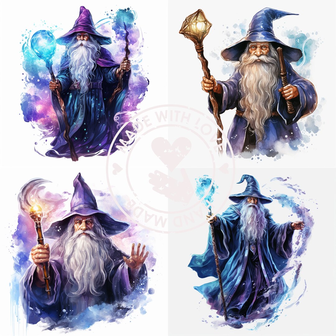 WIZARD PNG Water Color CLIPART Magic Wizard Png Digital - Etsy