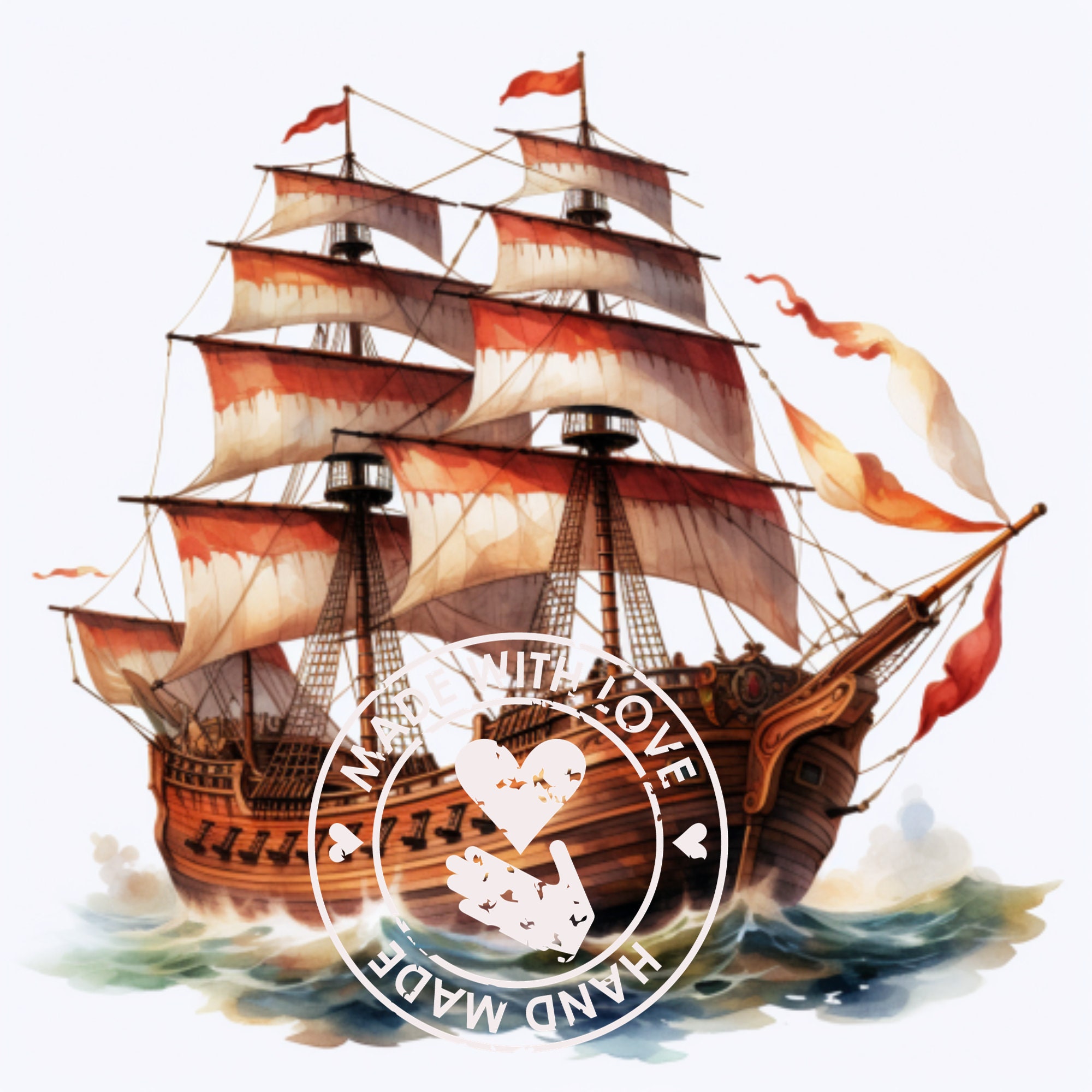 Pirate Ships Clipart, High Quality Pictures, Watercolor Clipart Instant ...
