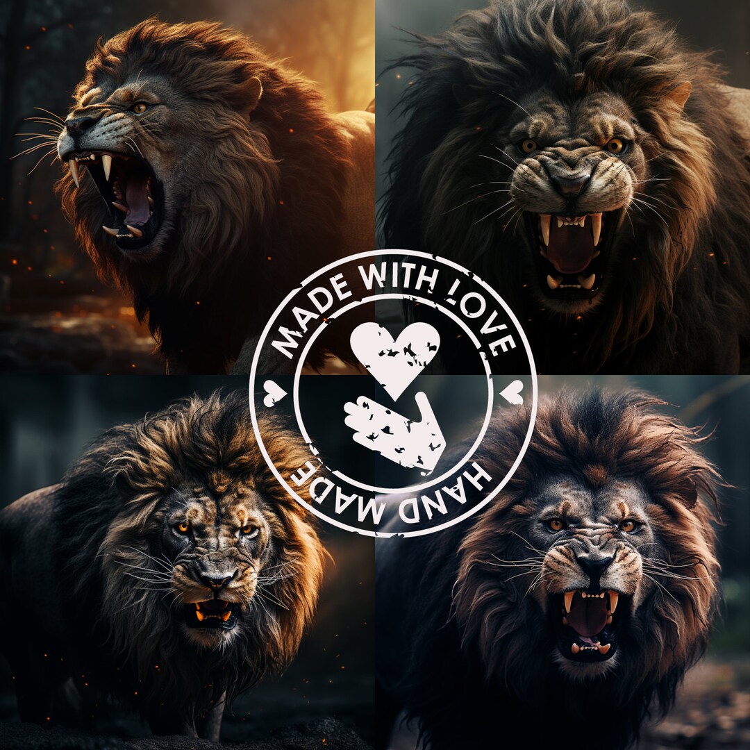 Pure Fury Angry Lion Angry Black Lion Lion's Face - Etsy