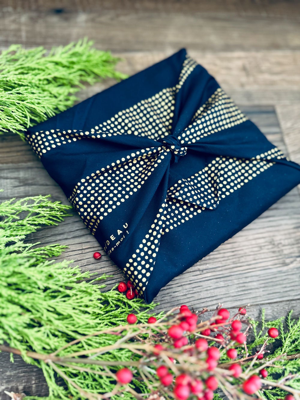 Lot de 3 Emballage Papier Cadeau Réutilisable Coton Recyclé Tissu ...